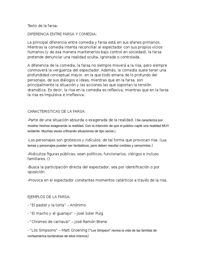 Texto Farsa | PDF | Comedia | La risa
