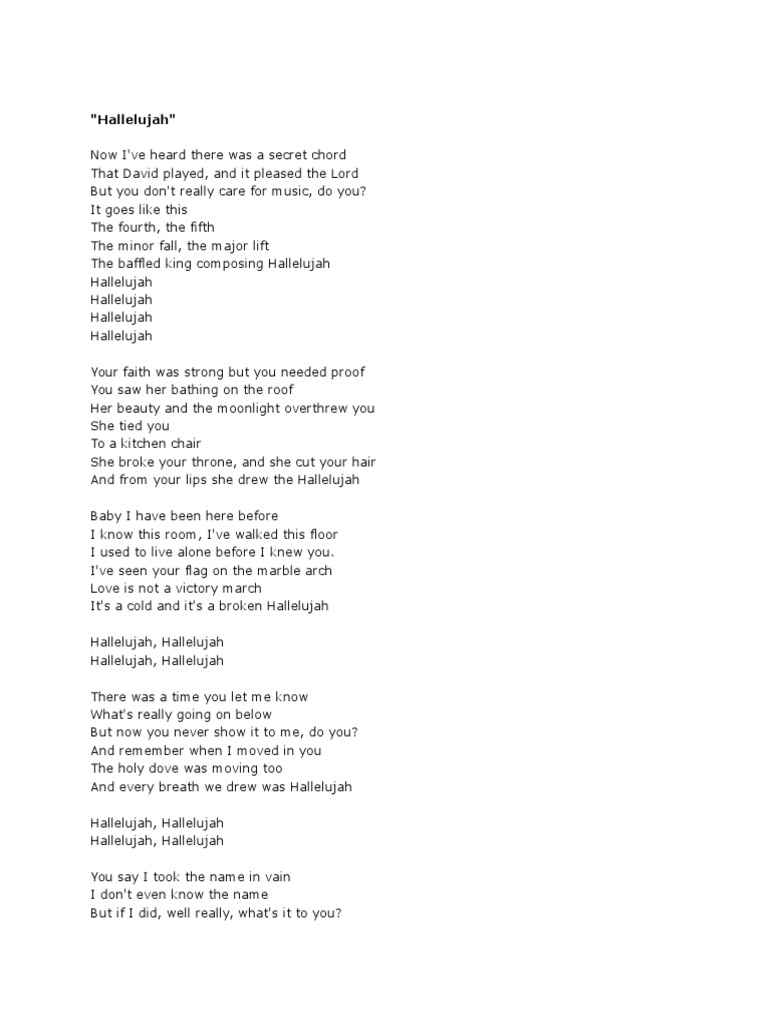 "Hallelujah Lyrics Analysis" | PDF | Art | Poetry