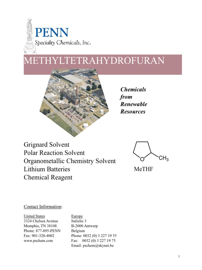 MeTHF Properties and Water Recovery | PDF | Tetrahydrofuran | Solvent