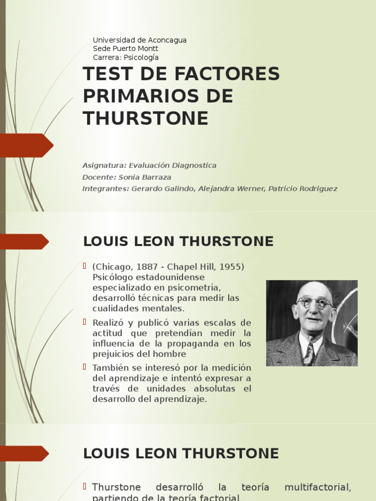 Test de Factores Primarios de Thurstone | Cognición | Sicología y ...
