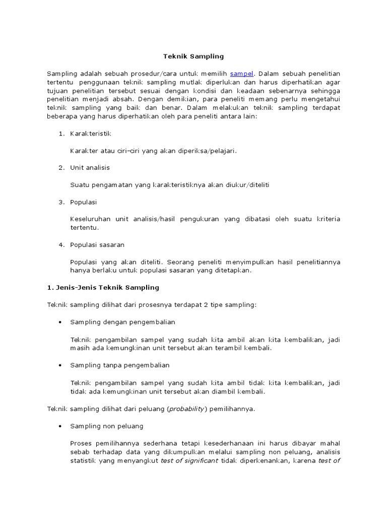 Teknik Sampling | PDF