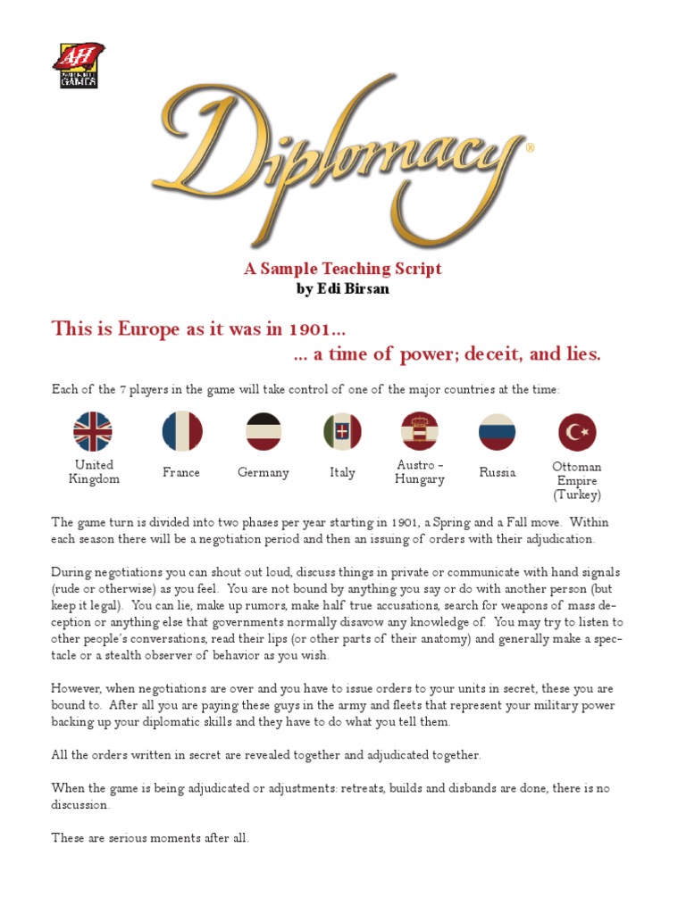 Diplomacy TeachingScript | PDF | Convoy | Norway
