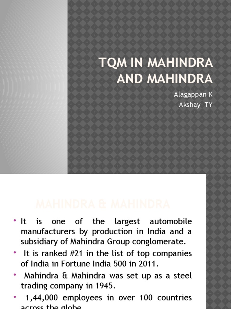 Mahindra Mahindra Pdf Quality Business Leadership