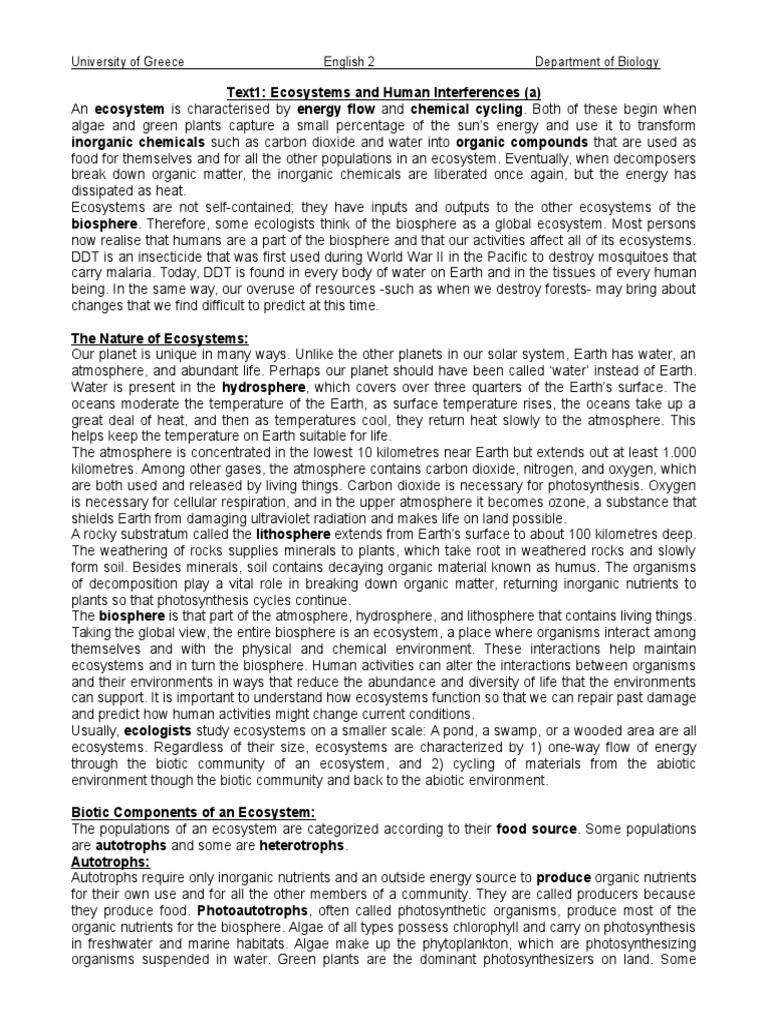 Seminar 1 - Ecosystems and Human Interference | PDF | Ecosystem ...