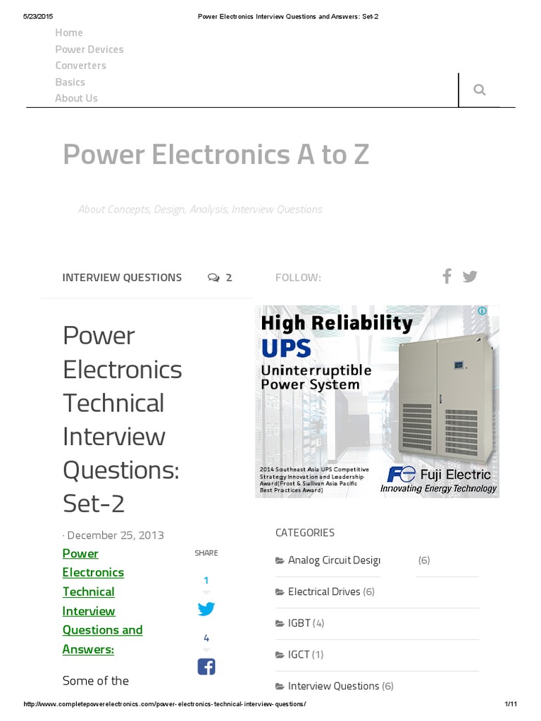 Power Electronics Interview Questions | PDF | Power Electronics | Inductor