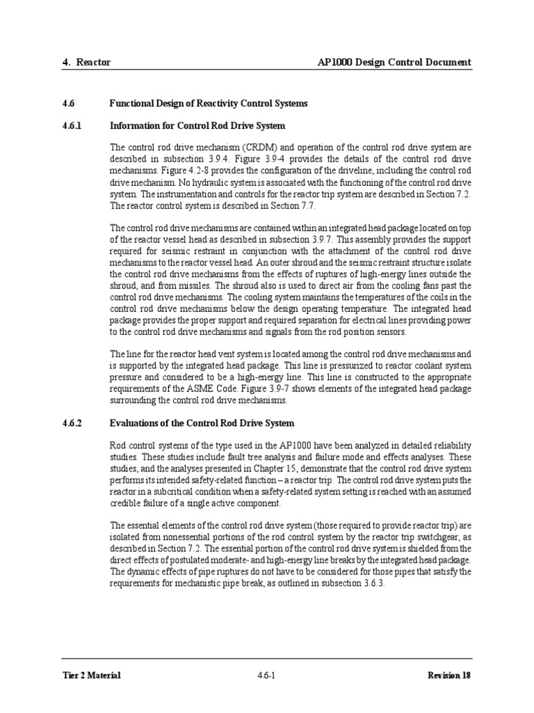 Reactor AP1000 Design Control Document | PDF | Nuclear Power Stations ...