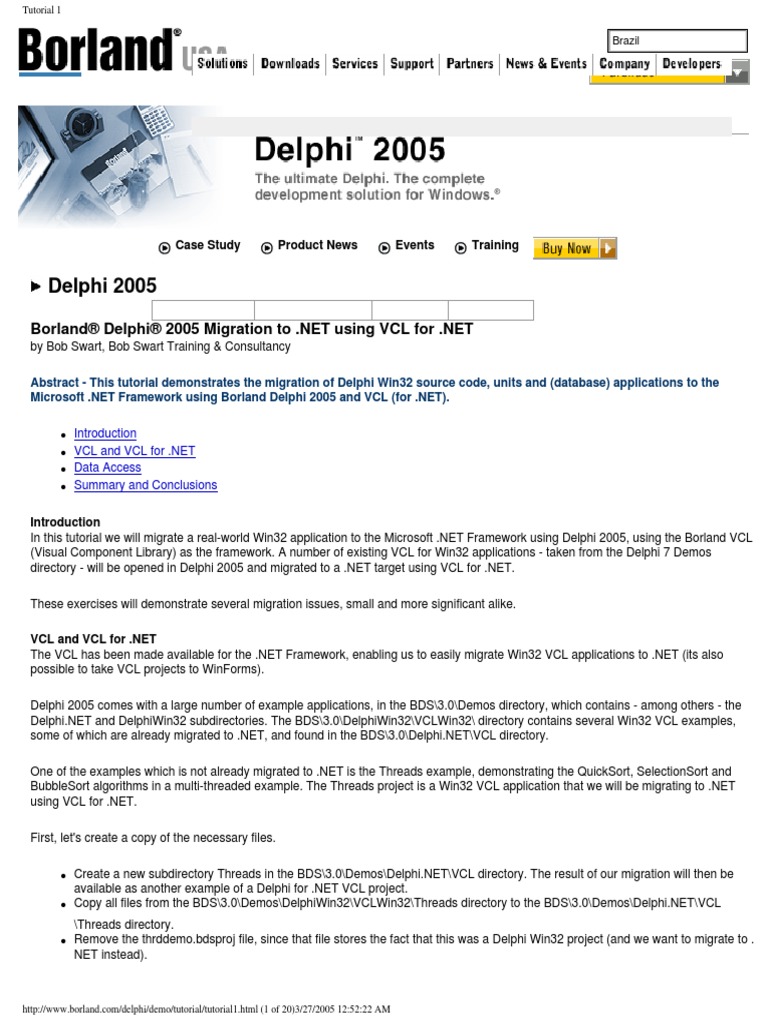 Borland Delphi 2005 Migration To Net Using Vcl For Pdf Constructor 8935