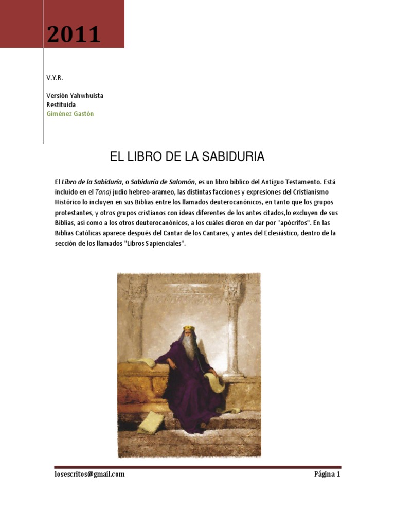 El Libro de La Sabiduria | PDF | Biblia | Personas