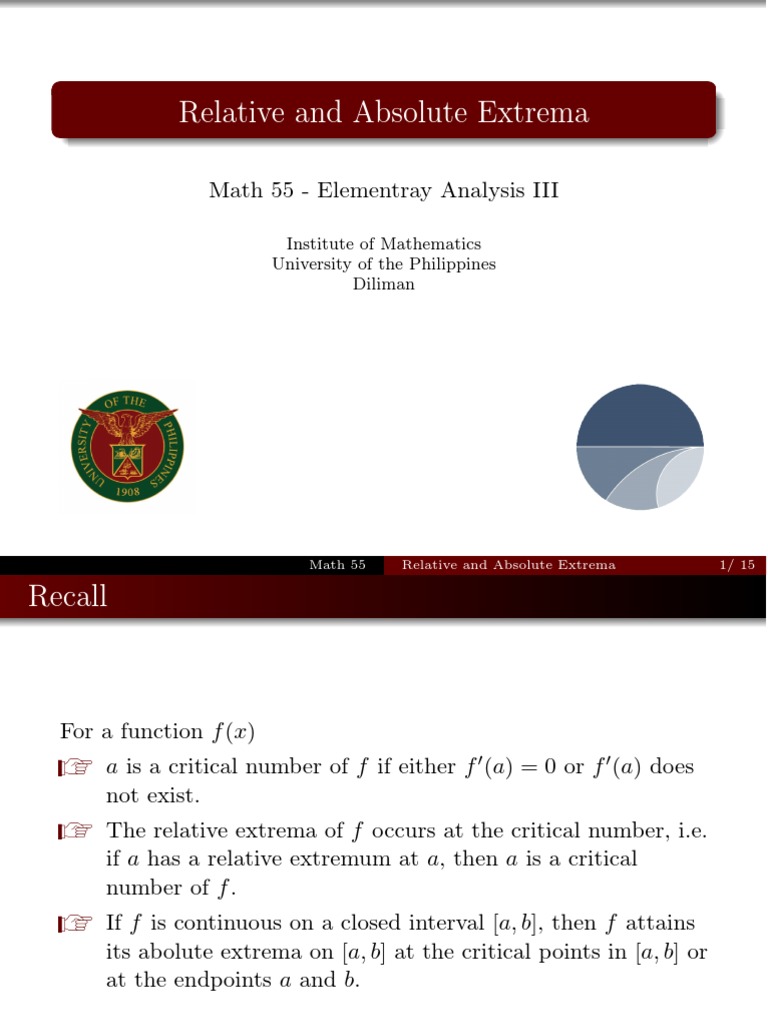 03 Relative and Absolute Extrema - Handout | PDF | Maxima And Minima ...