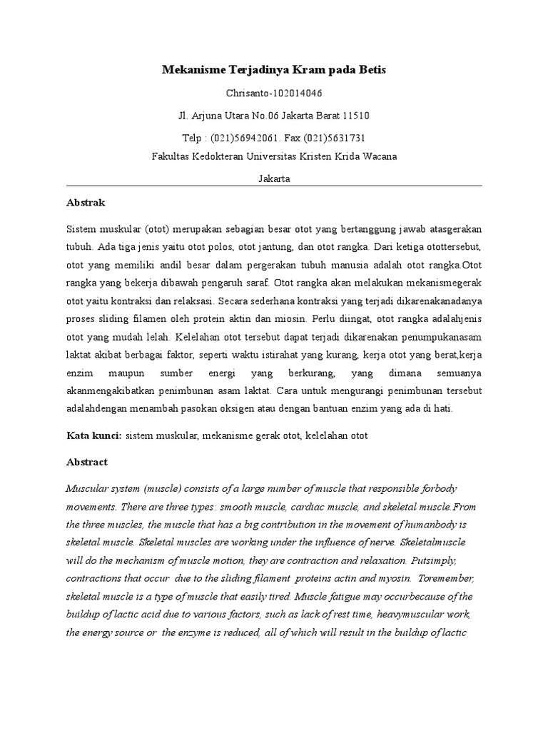 Mekanisme Terjadinya Kram Pada Betis | PDF