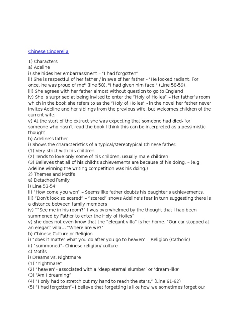 Chinese Cinderella Analysis | PDF