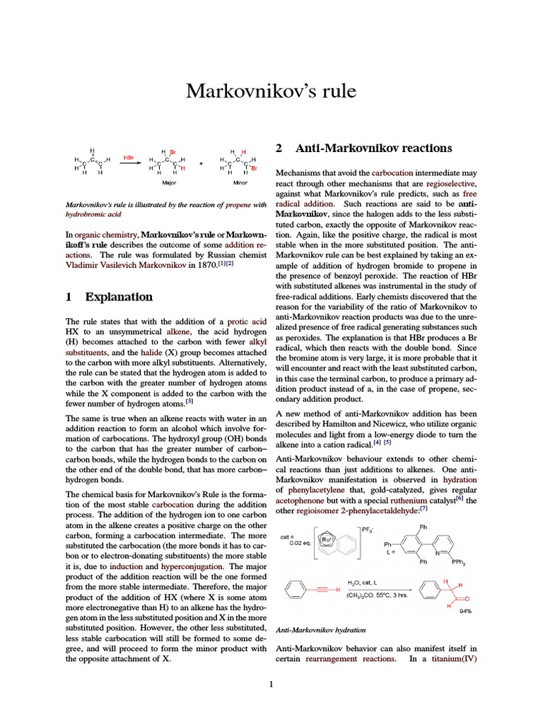 Markovnikov's Rule | Organic Chemistry | Chemistry
