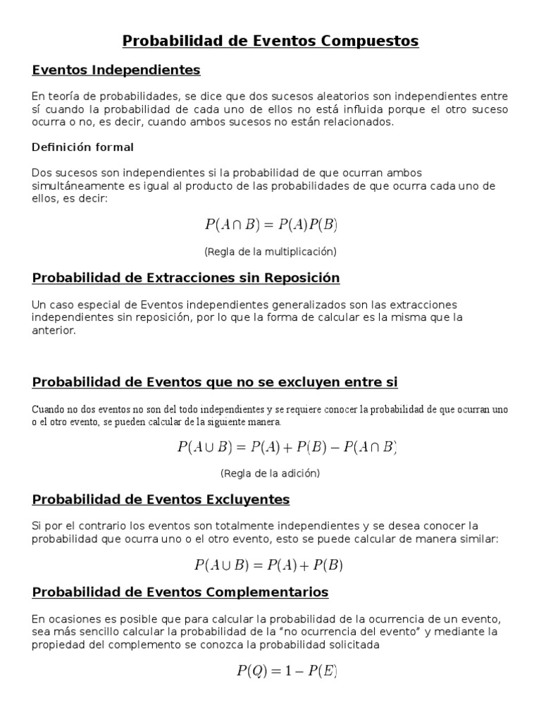 Probabilidad de Eventos Compuestos | PDF
