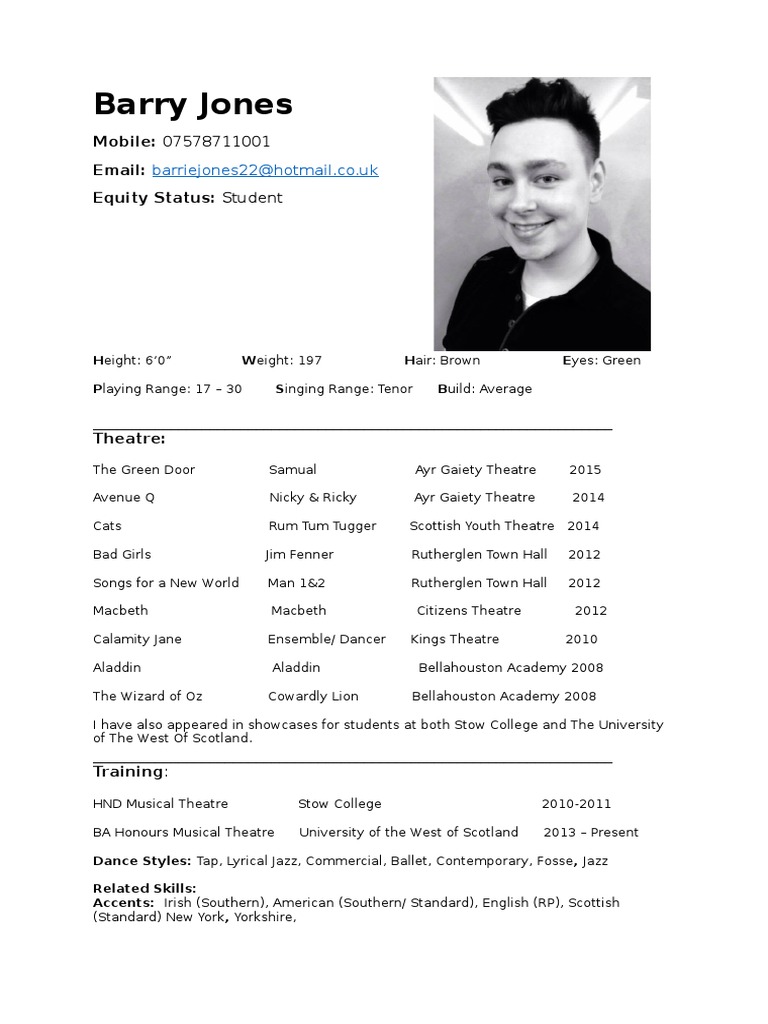 Actor's Performance Resume | PDF