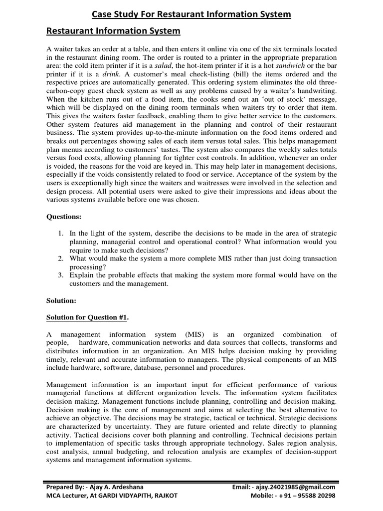 Case Study It Managrs | PDF | Management Information System | Information