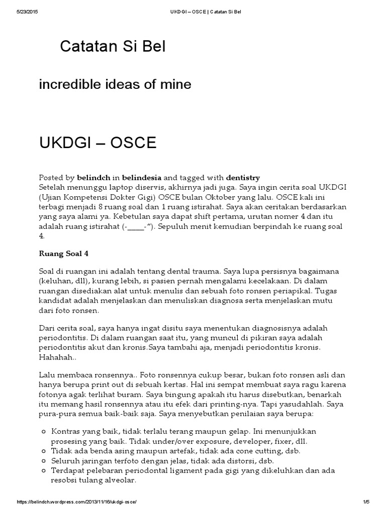 Ukdgi - Osce - Catatan Si Bel | PDF | Pengembangan Diri