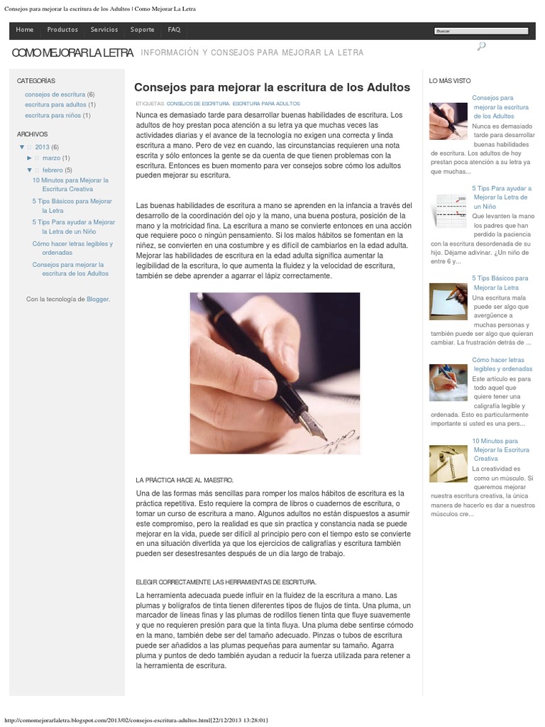 Consejos para Mejorar La Escritura de Los Adultos - Como Mejorar La ...
