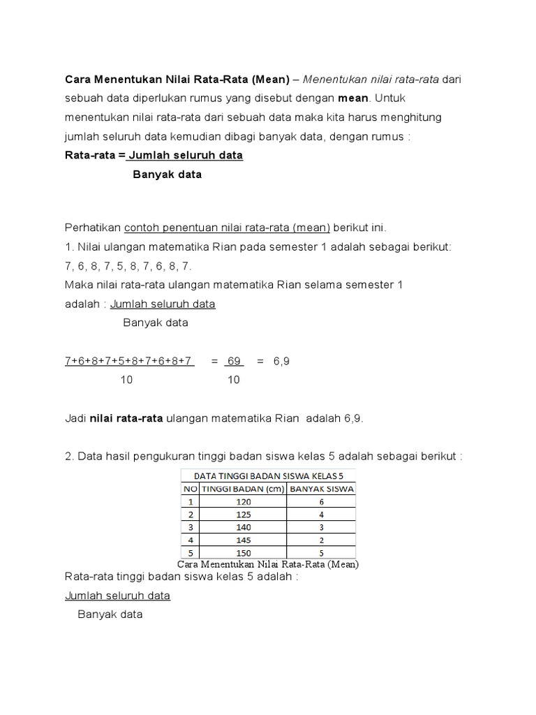 Cara Menentukan Nilai Rata | PDF | Metode & Bahan Ajar | Kesehatan Holistik