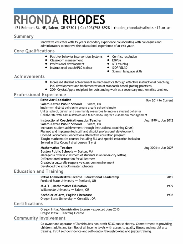 Rhonda Rhodes Resume Blue | PDF