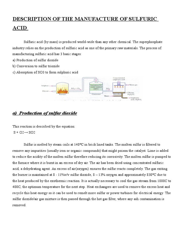 Sulfuric Acid Manufacturing Process Pdf Sulfuric Acid Sulfur Dioxide