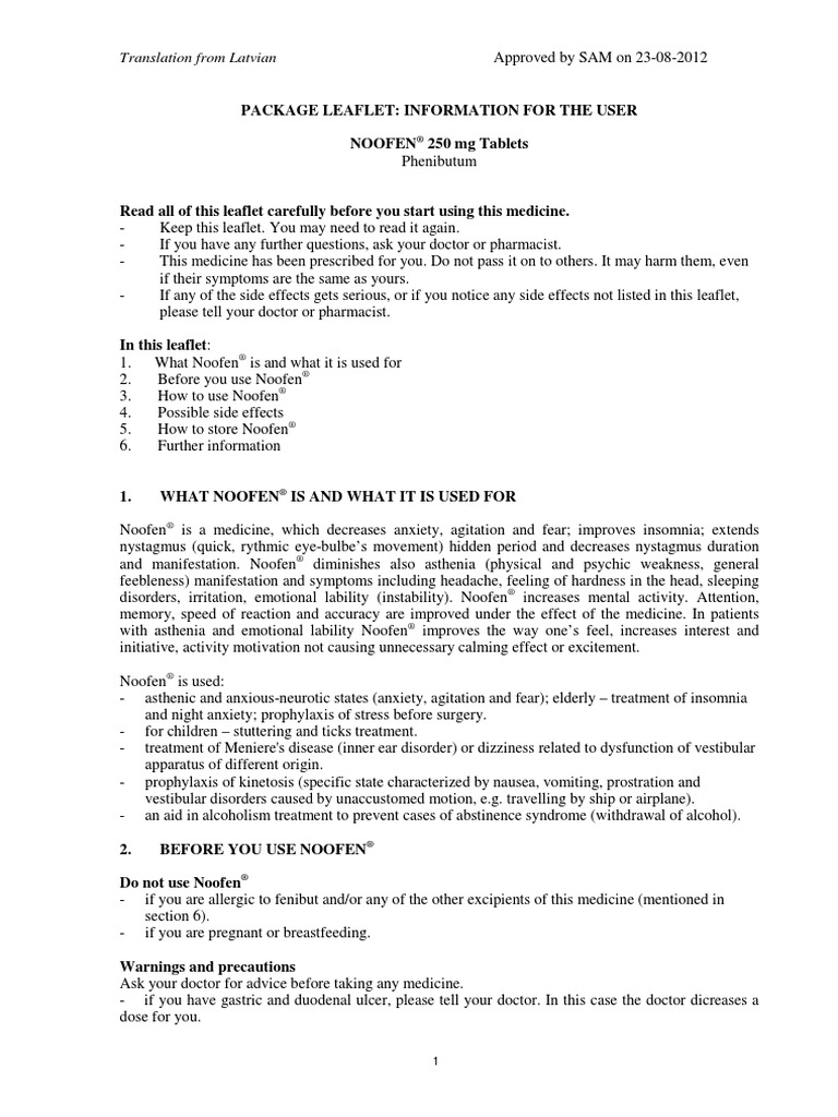 Noofen® 250 mg: Uses and Instructions | PDF | Dose (Biochemistry ...