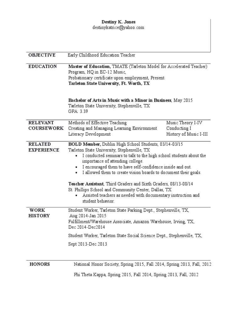 Destiny Education Resume | PDF
