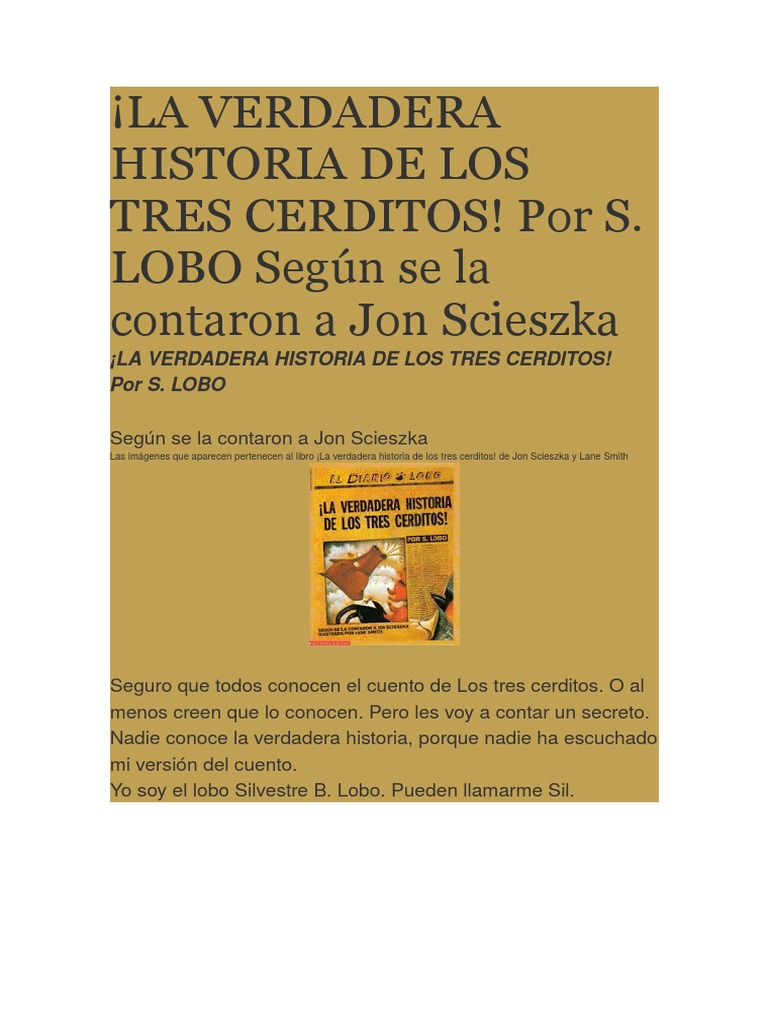 La Verdadera Historia de Los Tres Cerditos | PDF | Ocio