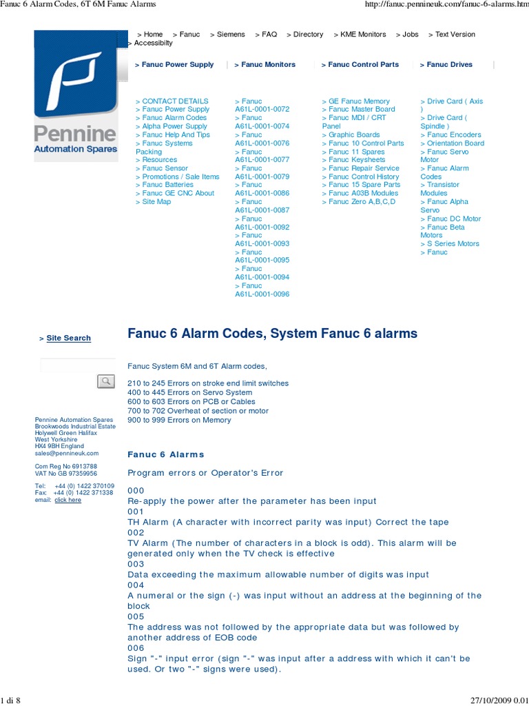 Fanuc 6 Alarm Codes, 6T 6M .. | PDF | Parameter (Computer Programming) | Subroutine