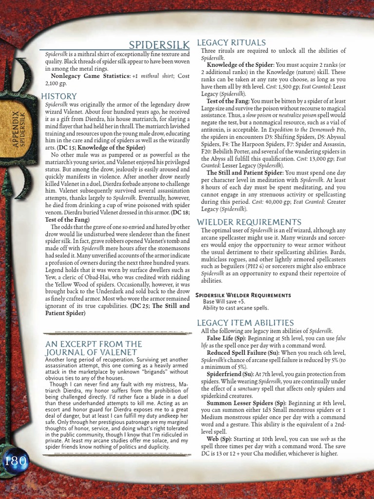 Spider Silk | PDF | Drow (Dungeons & Dragons) | Dungeons & Dragons