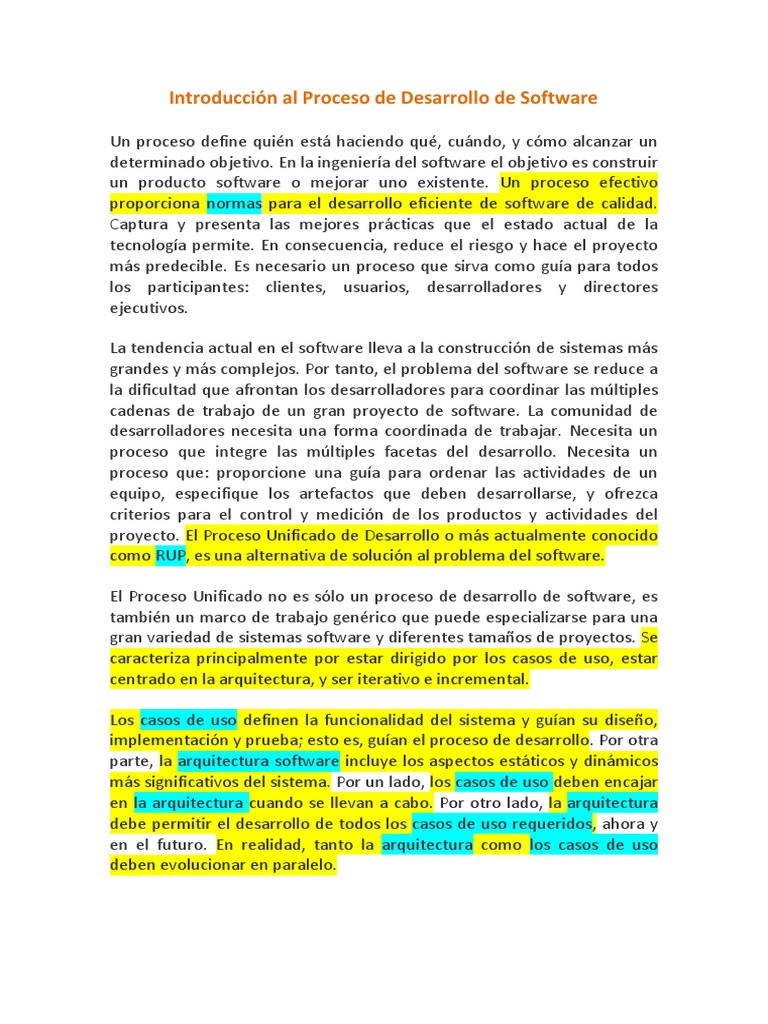 Introducción al Proceso de Desarrollo de Software | PDF | Ingeniería de software | Software
