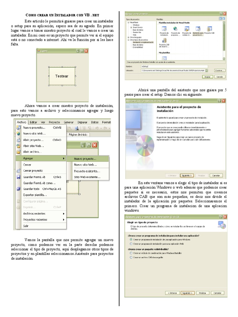 Como Crear Instalador para Aplicación VB | PDF | Ventana (informática) | Básico