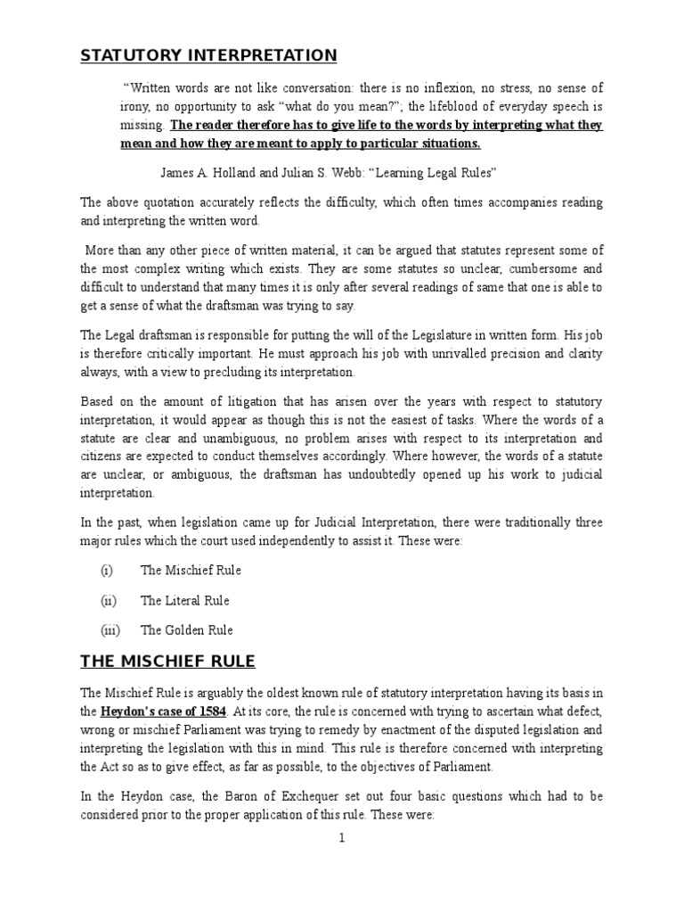 Statutory Interpretation | PDF | Plain Meaning Rule | Equity (Law)