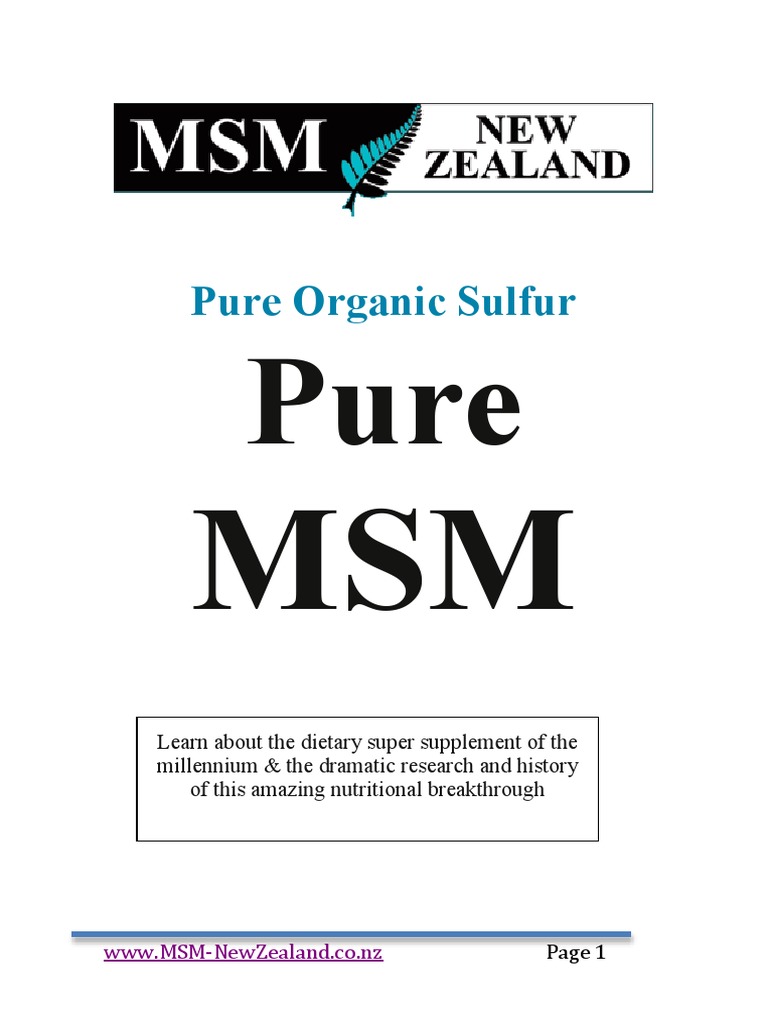 MSM Information Booklet | PDF | Blood Sugar | Sulfur