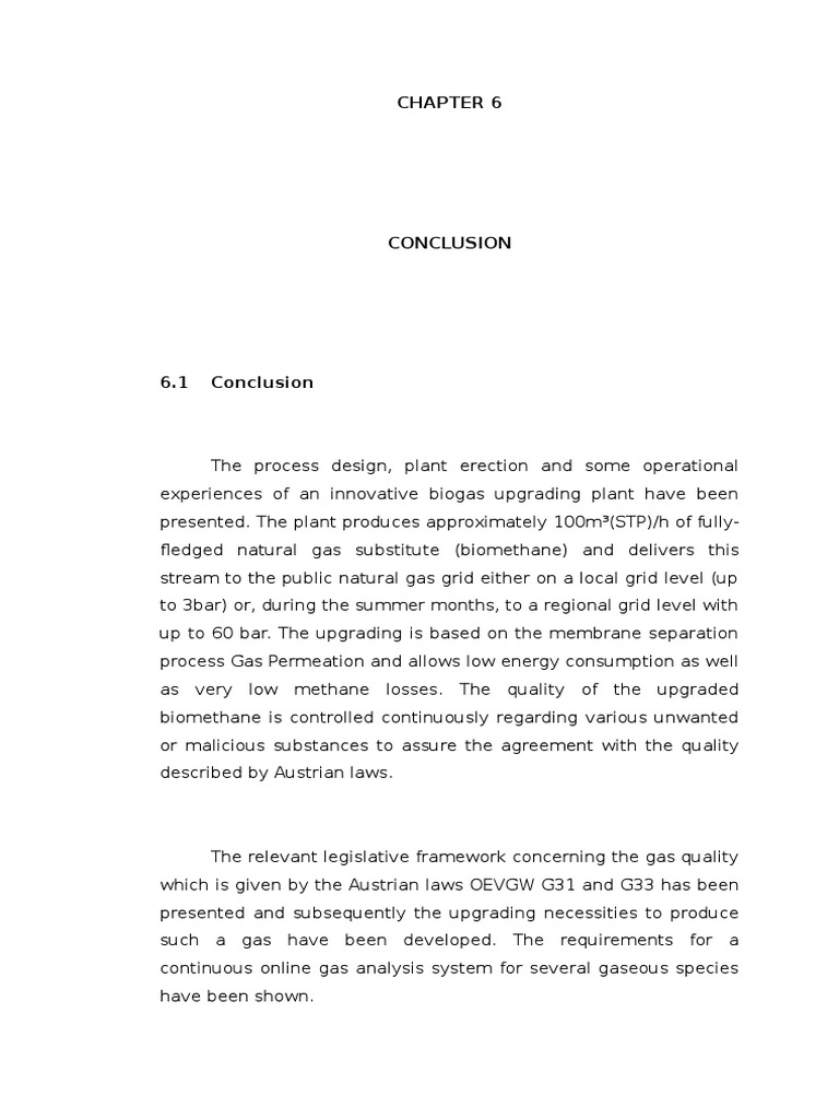 Conclusion | PDF | Biogas | Natural Gas