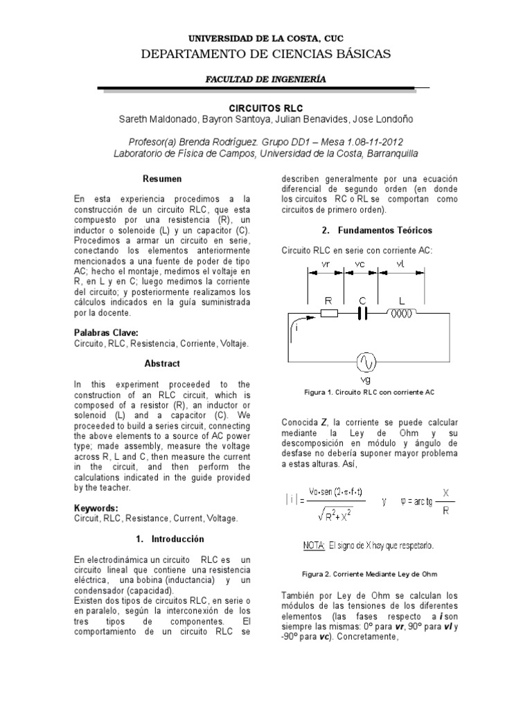 Circuitos RLC | PDF | Impedancia eléctrica | Inductor