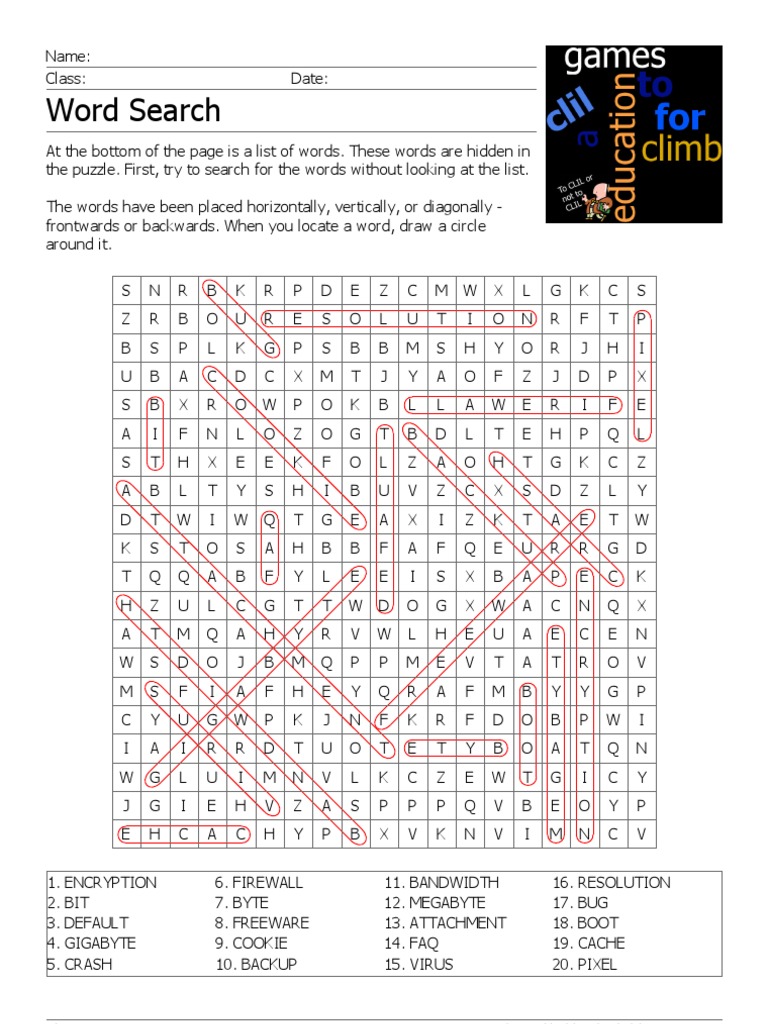 ICT-Word Search (KEY) | PDF | Areas Of Computer Science | Computing