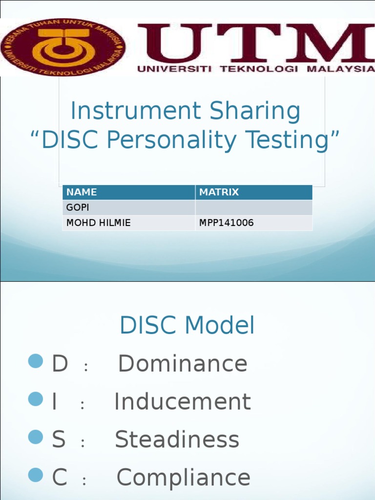 Disc Personality Test | PDF