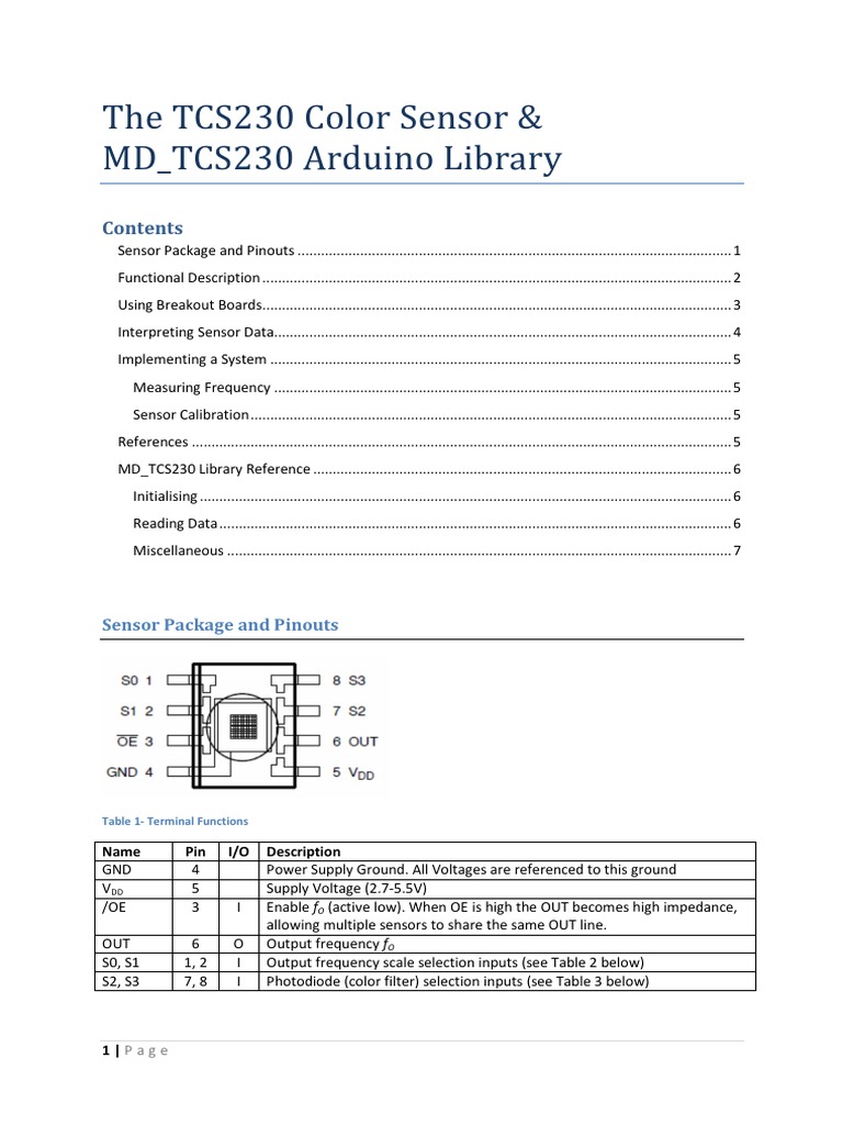 TCS230 Color Sensor | PDF | Frequency | Rgb Color Model