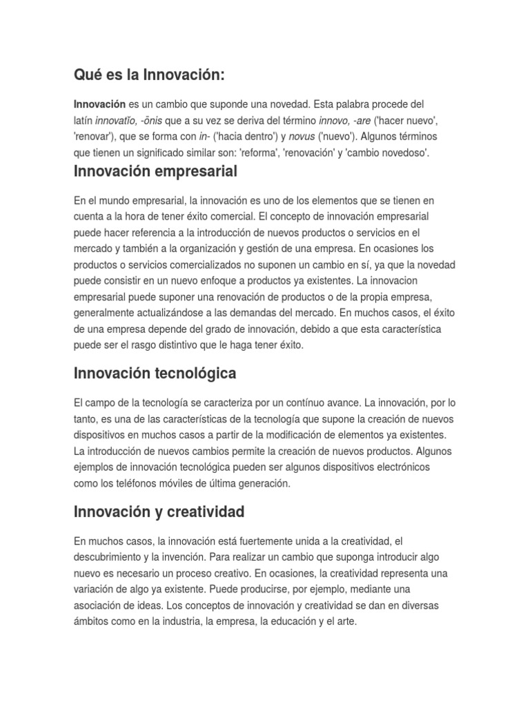 Qué Es La Innovación | PDF | Innovación | Mercado (economía)