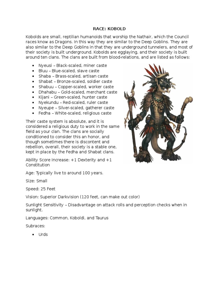 Kobold Race DnD 5e