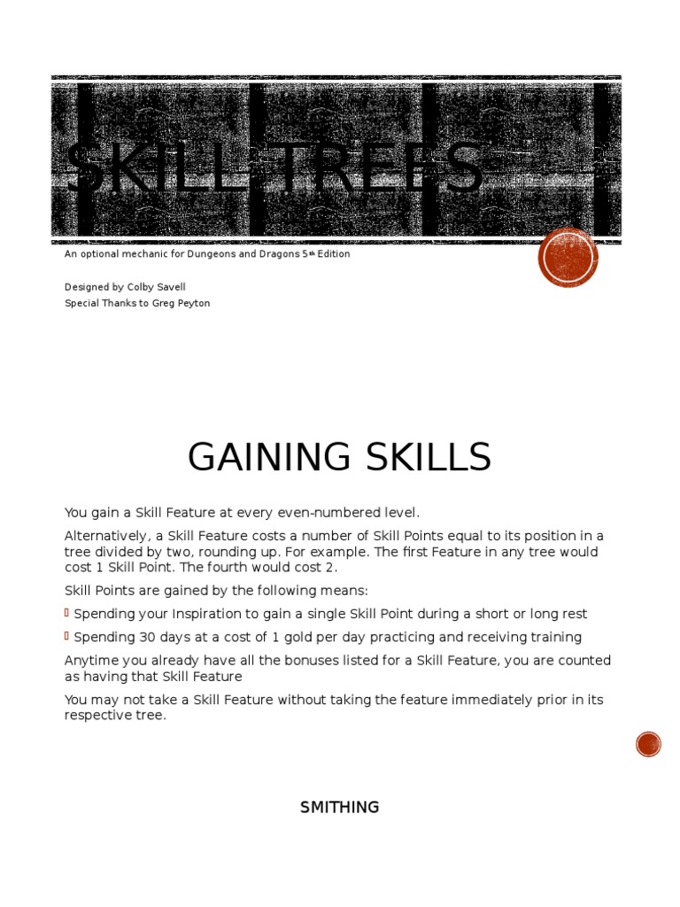 Skill Trees DnD 5e