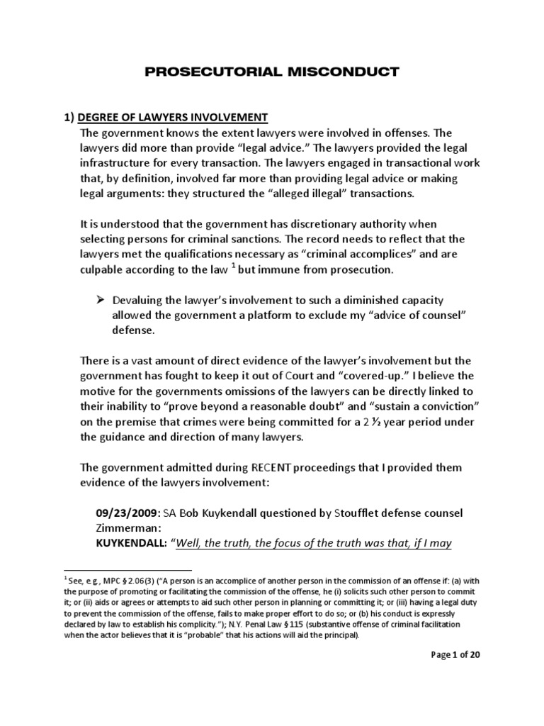 Prosecutorial Misconduct and Lawyer Involvement | PDF | Plea | Medical ...