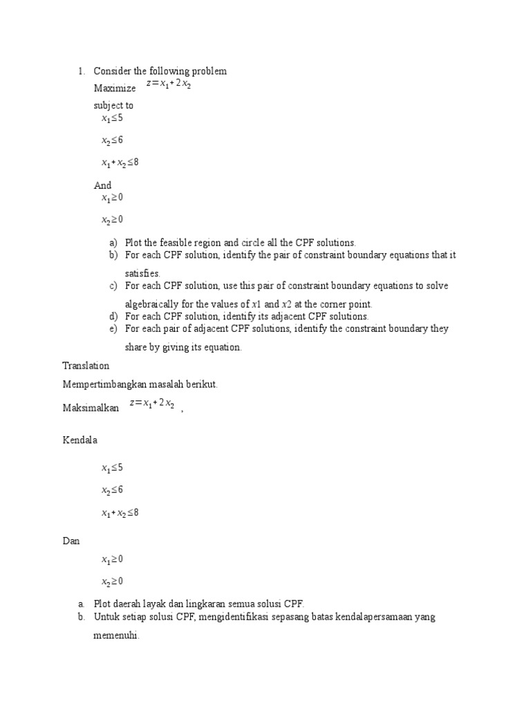 Consider The Following Problem | PDF | Mathematical Optimization ...