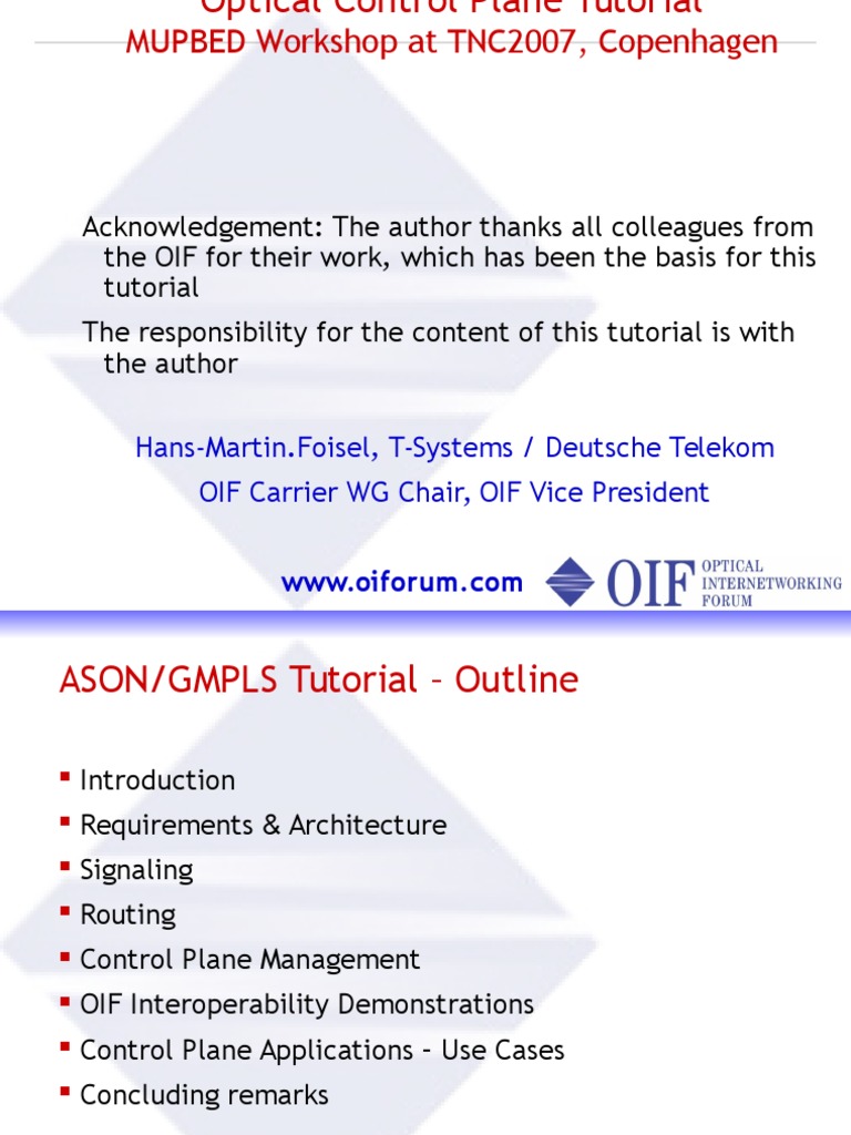 ASON GMPLS Optical Control Plane Tutorial | PDF | Routing | Computer ...