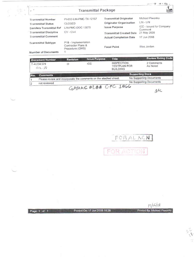 Pearl GTL ASU Construction Inspection Plan | PDF | Structural ...