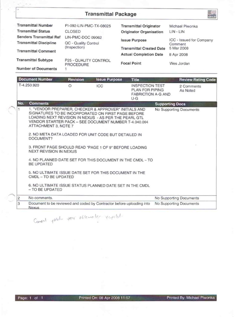 031-Itp For Piping Fabrication Ag and Ug PDF | Download Free PDF | Pipe ...