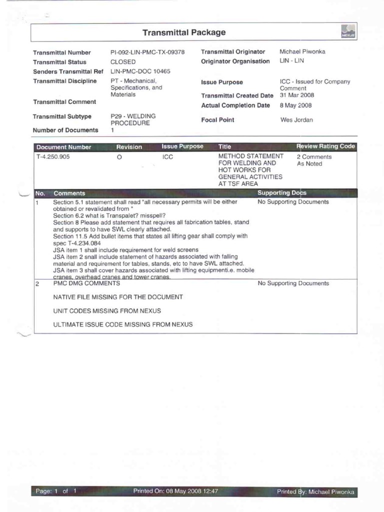 Welding & Hot Works Method Statement | PDF | Welding | Construction