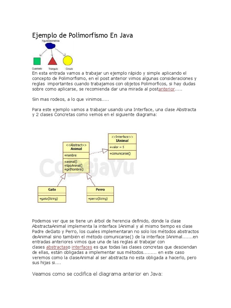 Ejemplo de Polimorfismo en Java | PDF | Herencia (Programación Orientada a Objetos) | Objeto ...
