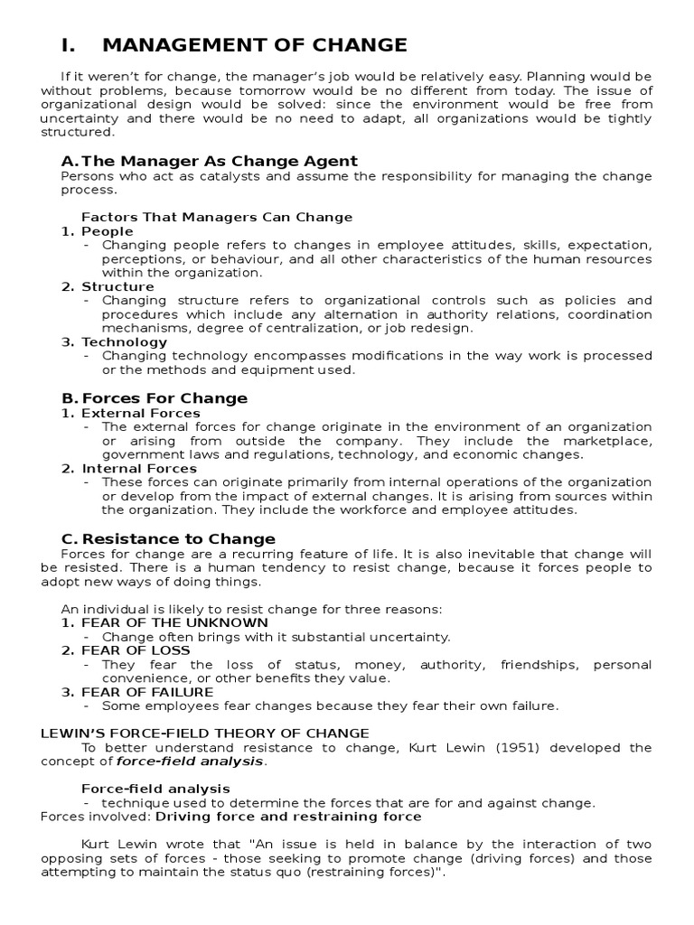 Management of Change | PDF | Change Management | Organization Development