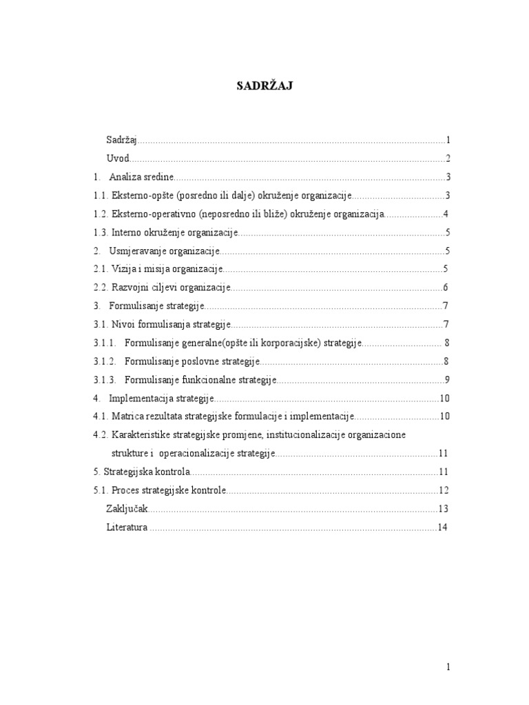 Strategijski Menadzment | PDF